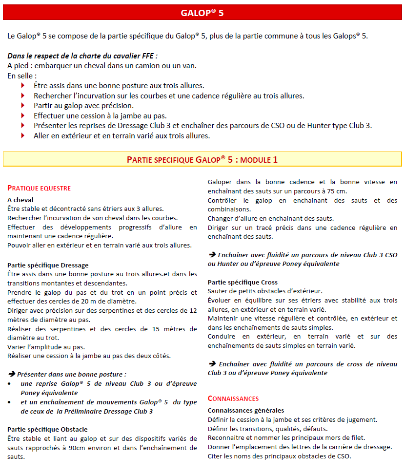 Programme Officiel GALOP 5